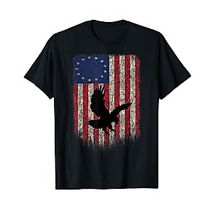 American Flag Patriotic 1776 Betsy Ross USA Distressed T-Shirt