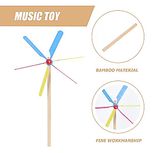 MILISTEN 1 Set Bamboo Flute Windmill Set Wood Whistles Toys Wooden- Copter Toy Spiral Whistles Playthings Dragonfly Multi- Musical Instrument Whistles Referee Wood Toys Advanced UFO Child