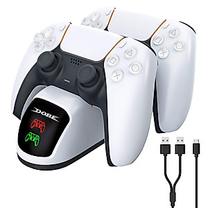 BEJOY Newest PS5 Charging Station, Dual PS5 Controller Charger with LED Indicator, Charging Dock for Playstation 5 / PS5 / DualSense Controller, White