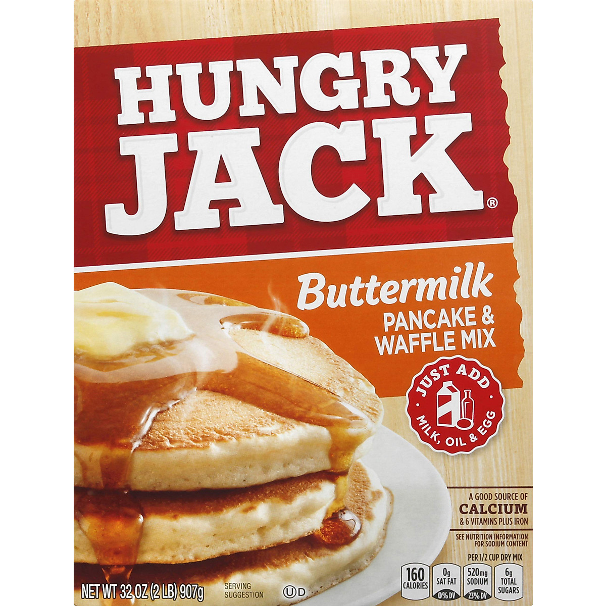 Hungry Jack Buttermilk Pancake and Waffle Mix, 32 Ounce (Pack of 6)