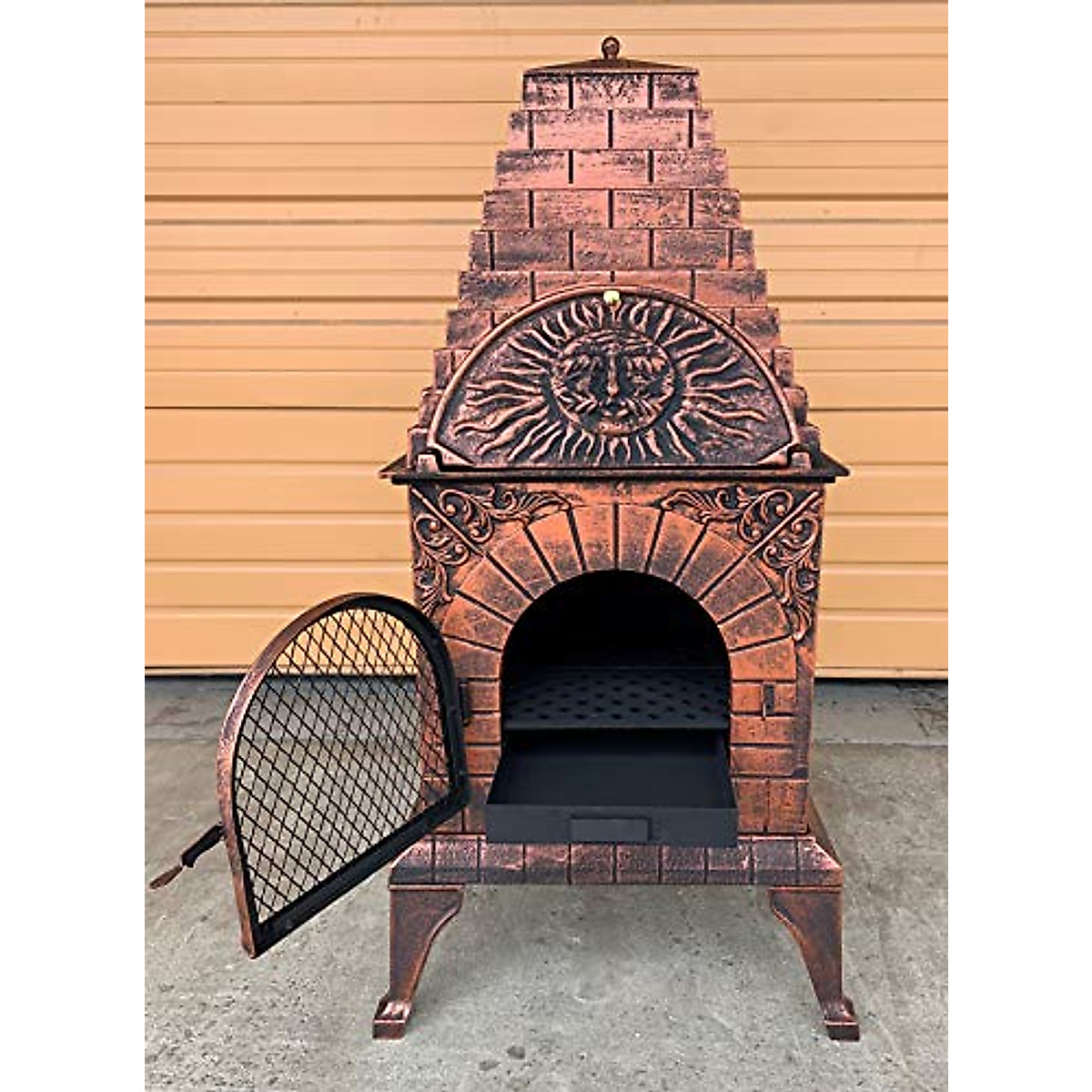 Deeco DM-0039-IA-C Aztec Allure Cast Iron Pizza Oven Chiminea