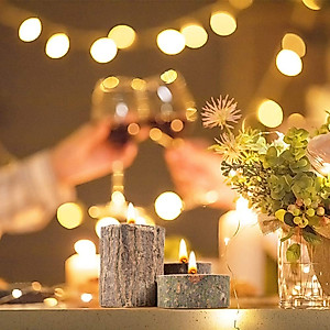 Hagao Tea Light Candle Holders, Personalized Wooden Votive Tealight Holder for Wedding Party Birthday Holiday Set of 3 (2",2.4",2.8")