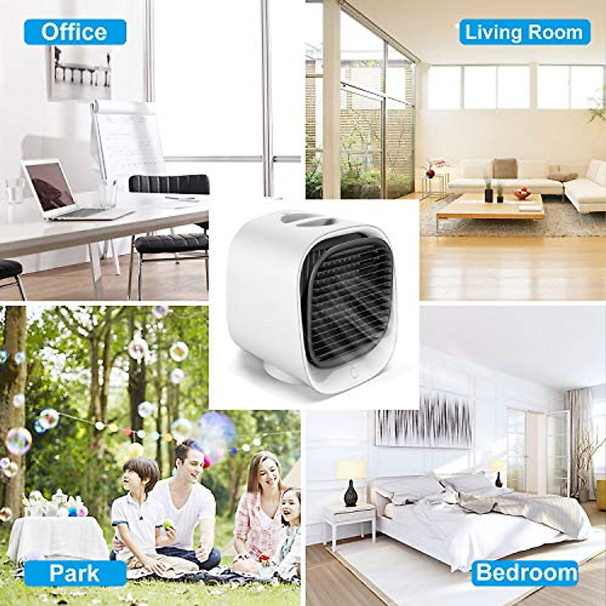 Sanjour Personal Air Cooler, Portable Mini Air Conditioner, 3 in 1 Coolers, Humidifier, Purifier with USB, 3 Speeds Desktop Cooling Fan for Office, Home, Dorm