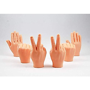 Daily Portable Tiny Finger Hands- Rock Paper Scissors 6 Pack - Little Finger Puppets, Mini Rubber Rock, Paper Scissors, Miniature Small Hand Puppet Prank from Tiktok - 2 of Each Finger Hands