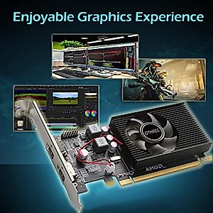 QTHREE Radeon HD 6570 Graphics Card,Dual HDMI,1GB,GDDR3,64-Bits,Low Profile Computer GPU,Desktop Video Card for PC Gaming,DirectX 11,PCI-Express 2.0 X16