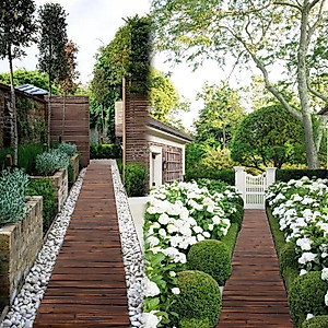 Dragosum 8FT Garden Pathway Wooden Walkway, Outdoor Path Straight Walkway Roll Out Plow and Hearth Wooden Walkway, Decorative Lawn Patio Pavers Boardwalk Beach Wedding Party (Straight)