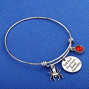 KUIYAI With Great Power Comes Great Responsibility Bracelet with Spider Charm Bangle Movie Gift Inspiration Jewelry