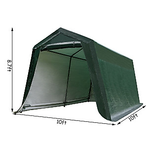 ERGOMASTER 8 Ft x 14 Ft Outdoor Carport Patio Storage Shelter Metal Frame and Waterproof Ripstop Cover for Motorcycle and ATV Car