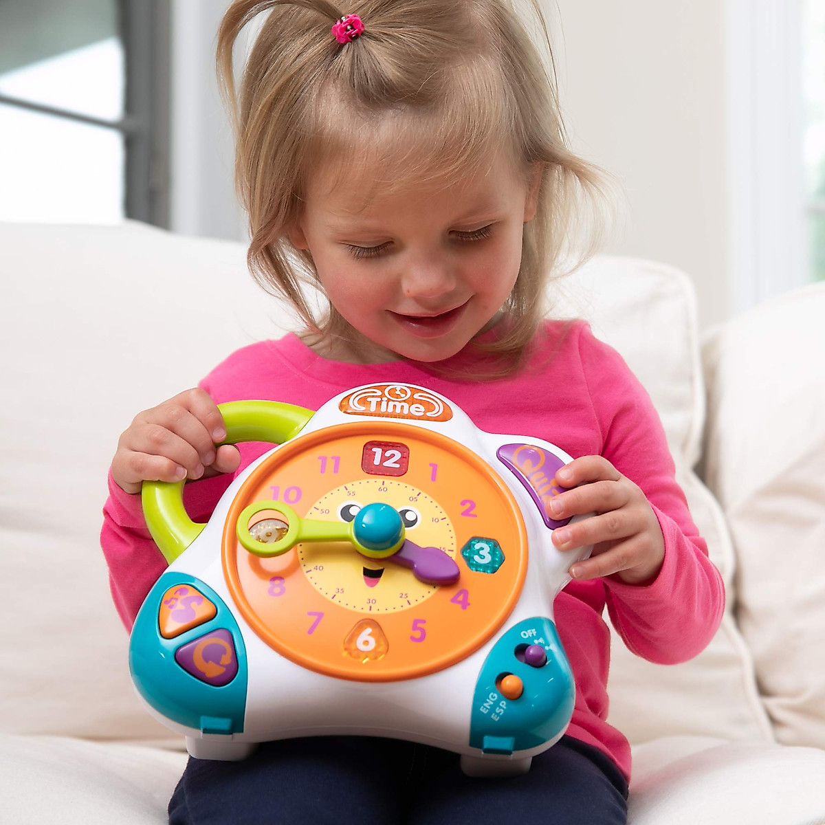 Fat Brain Toys Bilingual Learning Clock - Teach and Talk Learning Clock Teaching Toys & Tools for Ages 2 to 3