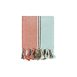 Creative Co-Op DF2410 60" L x 50" W Recycled Cotton Blend Striped Braided Fringe Throw, Multicolor
