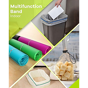 Rosaver Garbage Can Bands Cord Lord Design Adjustable Large Trash Can Rubber Bands Fits 8-33 Gallon Trash Cans Multifunction Bands Litter Box Bands for Kitchen Tables Picnic Party (Black,White,Grey)