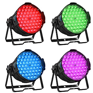 BETOPPER DJ Lights DMX Sound Activated, 54 x 3W LED Par Lights RGB Stage Lights DMX, DJ Par Lights for Church, Concert, Wedding, Party, Bar, Stage Lighting (4 Packs)