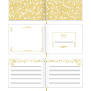Vienrose Wedding Guest Book Set with A Pen and A Welcome Sign Registry Sign-in Book with 123 Blank Lined Pages Gilded Edges Hardcover Book for Wedding Baby Shower Birthday