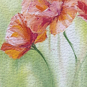 Oil Painting Blooming Poppy Flowers Antifatigue Kitchen Bath Door Mat Cushioned Runner Rug, Washable Welcome Floor Sink Mat, Waterproof & Non-Slip Comfort Standing Doormat for Kitchen, 18"x30"