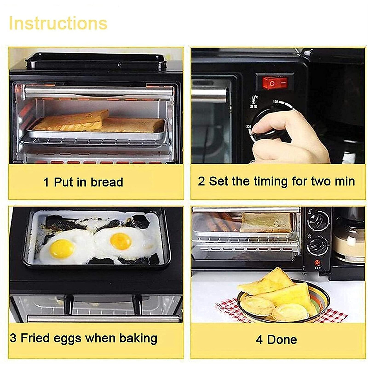 Tabletop Electric Oven Breakfast Machine Electric Baking Bakery Roast Oven Grill Multifunction Coffee Maker Pizza Oven Egg Omelette Frying Pan Toaster