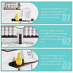 Angoily Metal Wall Shelf Floating Shelves Metal Wall Shelf: Shower Wall Rack Small Bookshelf Unit Wall Mounted Storage Rack for Home Bathroom Black 50CM Kitchen Storage Rack