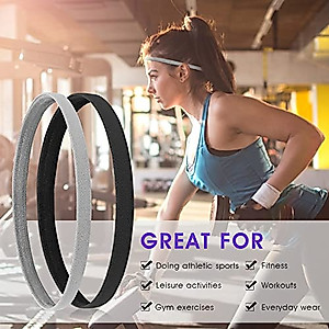 Sibba 4 Pieces Athletic Sports Headband Elastic Thin Hair Bands Non Slip Silicone Grip Skinny Yoga Exercise Soccer Sweatband Headwear for Boys Men Girls Women