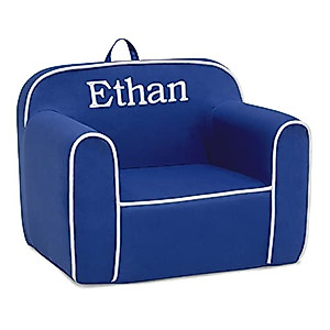 Delta Children Personalized Cozee Chair – Customize with Name – Foam Kids Chair for Ages 18 Months and Up, Blue/White