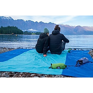 Wekapo Beach Blanket Sandproof, Extra Large Oversized 10'X 9' for 2-8 Adults, Big & Compact Sand Free Mat Quick Drying, Lightweight & Durable with 6 Stakes & 4 Corner Pockets