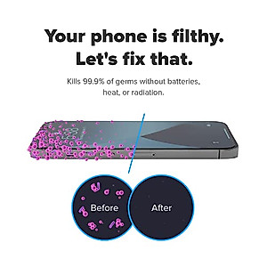 Zdium UV Phone Sanitizer with Wireless Charging | EPA Registered & Clinically Proven Cell Phone Sterilizer for Disinfecting Phones, Tablets, & More | Kills 99.9% of Bacteria, Viruses, & Germs | White