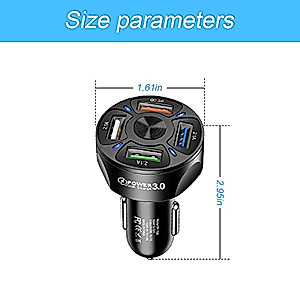 Car Charger Adapter, 4 Ports USB Fast Car Charger QC3.0, Quick Car Phone Charger with LED Light Display, Compatible with iPhone 12 Pro Max/11 Pro/XS/XR, Galaxy S20 Ultra and More (Black)