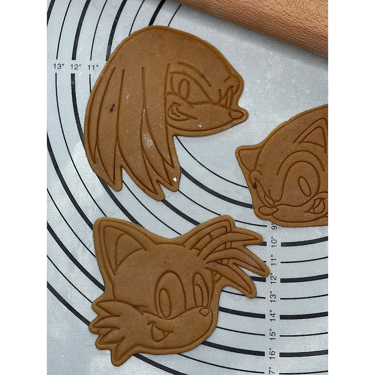 Set of 3 Sonic Knuckles the Echidna Miles Tails Prower Head Cookie Cutters & Molds Produced by 3D Kitchen Art