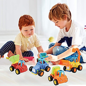 ZMZS Push and Go Cars for Kids, Friction Powered Toy Sand Play Tractor Truck Toy Baby Early Education Sets of 4,Gift for Children Boys Girls for 3+ Year Olds