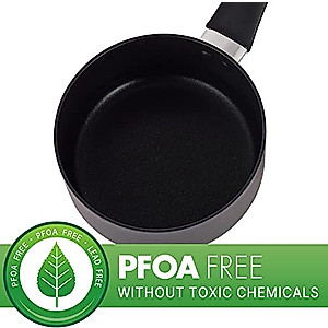 1.5 Quart Nonstick Sauce Pan Hard-Anodized Aluminum with Lid and Cool Touch Handles, Black