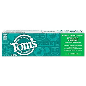 Tom's of Maine Natural Wicked Fresh! Fluoride Toothpaste, Spearmint, 4.7 oz. 2-Pack
