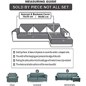 Sectional Couch Covers Sectional Couch Covers, L/u Shape Sofa Slipcover Water Resistant Furniture Protector Cover 2/3/4 Cushion Armrest Backrest (only 1 Piece) (Color : Light Blue, Size : 70X150CM)