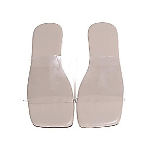 Sdeycui Women's Casual Flip Flops Flat-Bottomed Comfortable Square Sandals and Slippers(Transparent, 6)