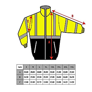 New York Hi-Viz Workwear WJ9011-L Men's ANSI Class 3 High Visibility Bomber Safety Jacket, Waterproof (Large, Orange)