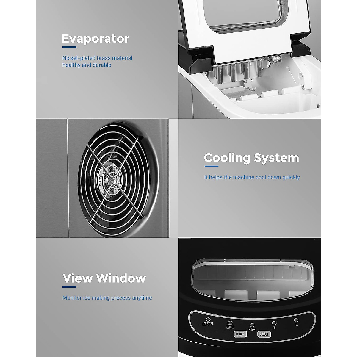 SOUKOO Ice Makers Countertop 26lbs/24h Portable Ice Maker (Stainless Steel)………