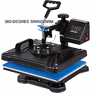 VEVOR Heat Press Machine 12X15 Inch 5 in 1 Combo Digital Multifunctional Sublimation Heat Transfer Machine 360 Degree Rotation Swing Away for Printing T Shirts Hat Mug Cap Plate