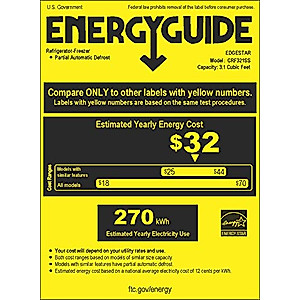 EdgeStar CRF321SS 3.1 Cu. Ft. Dorm Sized Energy Star Compact Fridge/Freezer