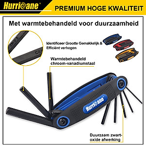 HURRICANE 25 Piece Folding Allen Wrench Set, SAE, Metric, Torx Set, Chrome Vanadium Steel, 3 Pack Portable Allen Key Set for Basic Home Repair and General Applications