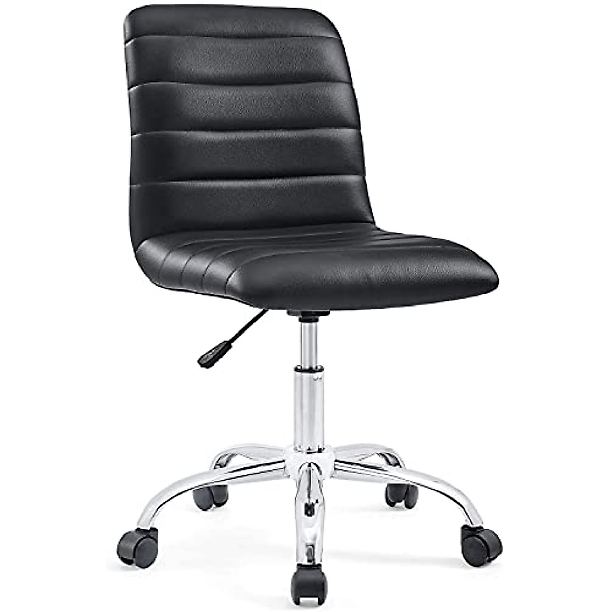 Modway Ripple Ribbed Armless Mid Back Swivel Computer Desk Office Chair In Black