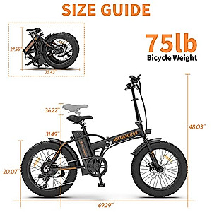 aostirmotor 500W Folding Electric Bike for Adults 20''×4''Fat Tire Electric Bike 36V 13AH Removable Lithium Battery Adult Electric Bicycles, 25MPH E Bike for Adults, Shimano 7 Speed Ebike (Black)