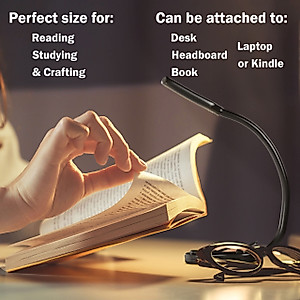 BaHoki Essentials Book Clip Lamp - Small Size Rechargeable LED Clip On Flash Light - Book Light for Reading in Bed