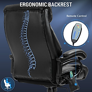 Duoku Massage Office Chair - Back Vibration Massage, Big and Tall Executive Desk Chair for Heavy People, High Back Computer Chair Wide Spring Seat, Strong Metal Base Quiet Wheels