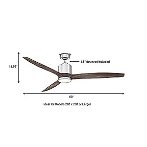 Home Decorators Collection YG749-PN Triplex 60” LED Polished Nickel Ceiling Fan