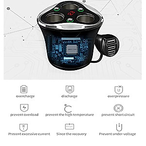 Cigarette Lighter Adapter 12V-40V 120W Cigarette Lighter Socket Splitter with 3 Sockets 3.1A 3 USB Port Car Cigarette Lighter USB Charger for Tire Inflator,Dashcam,GPS,Vacuum Cleaner Charge