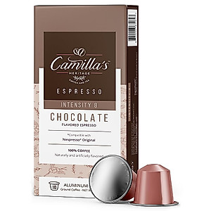 Camilla's Heritage Coffee, Espresso Capsules, 60 Flavored Coffee Pods, Medium Roast, Intensity 8, Single Cup Aluminum Coffee Cups, Nespresso Compatible Machine, Brews 1.35oz