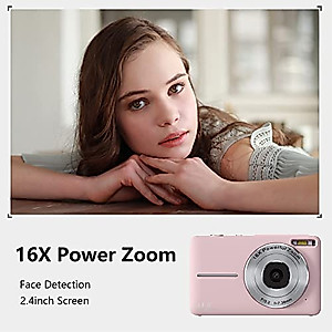 TOPUUTP HD 1080P Digital Camera 44 Million Photos 16x Digital Zoom Camera Anti-Shake Proof Home Camera Compact Point and Shoot Camera Portable Small Camera for Teens Boys Girls