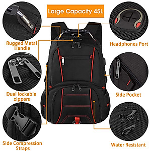 LTINVECK Travel Laptop Backpack, Extra Large Backpack for Men Women with USB Charging Port, TSA Friendly Heavy Duty Big Business Computer Backpacks Bag Fit 17 Inch Laptops, RFID Backbag