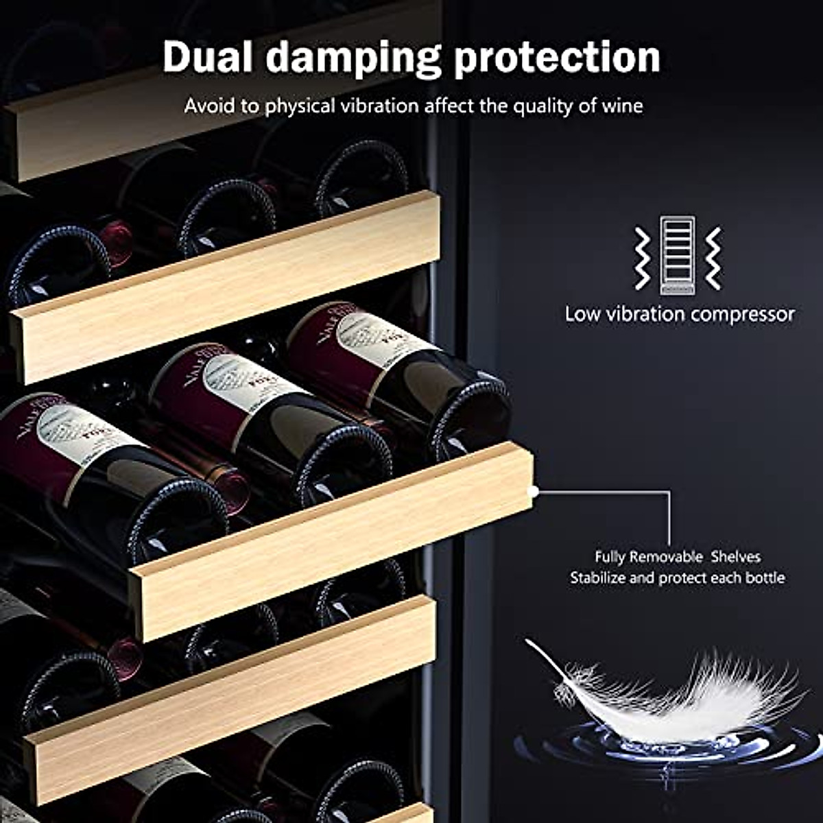 ROVRAk Wine Cooler Refrigerator 15 Inch 32 Bottle, Frost Free with Digital Temperature Control, Compressor Wine Cooler for Built-in or Freestanding