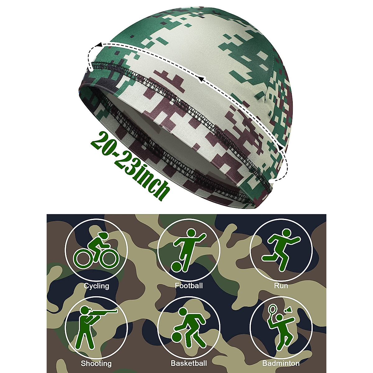 SATINIOR 6 Pieces Cooling Skull Caps for Men Helmet Liner Sweat Wicking Cap Wicking Beanies Hat Liner for Cycling Running (Cool Patterns)