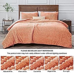 BEDELITE Fleece Queen Comforter Set -Super Soft & Warm Fluffy Coral Bedding, Luxury Fuzzy Heavy Bed Set for Winter with 2 Pillow Cases