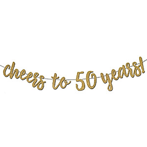 Cheers to 50 Years Banner - Premium Glitter Cardstock Paper - Larger Text for Better Visibility - Perfect Decoration for 50th Birthday Party Celebration