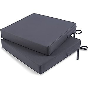 Tromlycs Outdoor Cushions for Patio Furniture Chair Cushions Set of 2 Seat 22x22 Inch Outside Waterproof with Ties Square Dark Grey